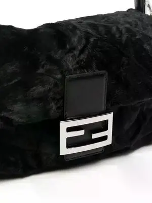 Fendi Baguette Soft Calfhair Shoulder Bag - Black