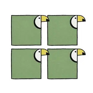 DUGGAN SOCIETY Tucan Cocktail Napkin. Set Of Four - Green
