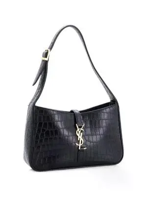 Saint Laurent Le 5 A 7 Crocodile Embossed Leather Small Hobo Bag