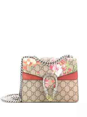 Gucci Dionysus Bag Blooms Print Gg Coated Canvas Mini Shoulder Bag - Brown