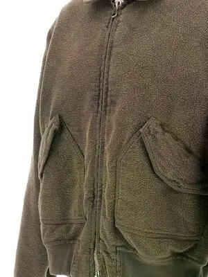 ORIGINAL VINTAGE Fleece-texture Bomber Jacket - Brown