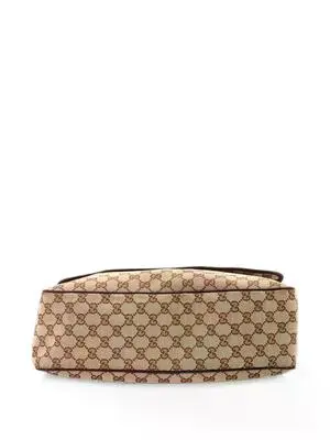 Gucci Web Strap Flap Messenger Gg Canvas Medium Crossbody Bag - Brown