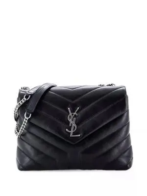 Saint Laurent Loulou Matelasse Chevron Leather Small Shoulder Bag - Black