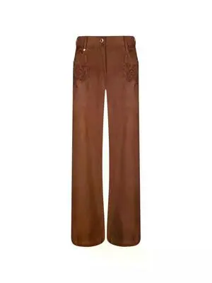 ERMANNO FIRENZE Embroidered Trousers - Brown