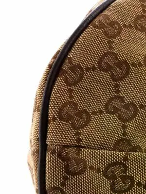 Gucci Saddle Zip Messenger Bag Gg Canvas With Leather Medium Crossbody Bag