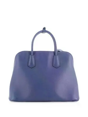 Prada Convertible Dome Saffiano Leather Large Satchel - Blue