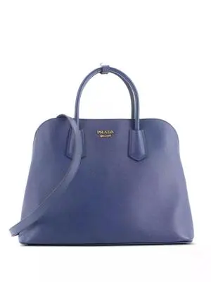 Prada Convertible Dome Saffiano Leather Large Satchel - Blue