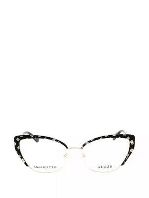 Guess Monogram-print Cat-eye Glasses - Black
