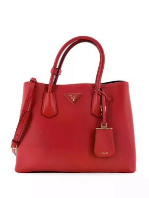 Prada Cuir Double Saffiano Leather Medium Tote Bag - Red
