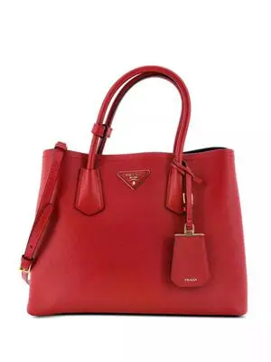Prada Cuir Double Saffiano Leather Medium Tote Bag - Red