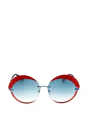 Adidas Logo-print Round-frame Sunglasses - Red