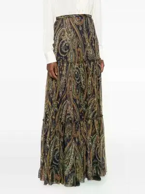 Etro Paisley-print Tiered Maxi Skirt - Blue