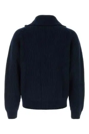 JIL SANDER Navy Wool Polo Shirt - Blue