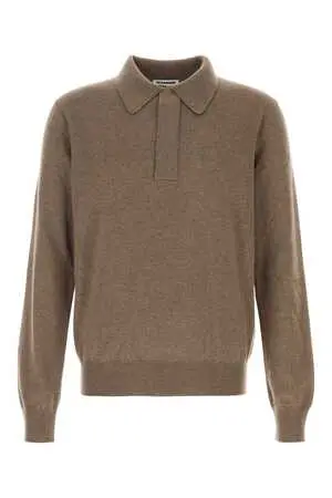 JIL SANDER Mud Wool Polo Shirt - Brown