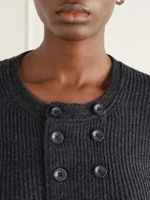 R13 Double-breasted Ribbed-knit Merino Wool Cardigan