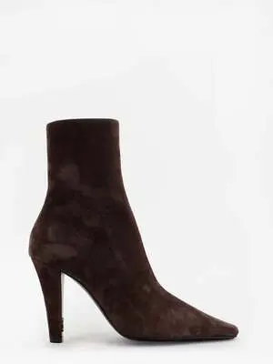 Saint Laurent Jill 95 Suede Boots - Brown