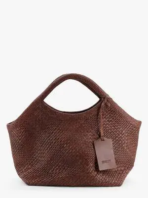 IBELIV Pure Large Vegetabletanned Leather Handbag With A Woven Pattern - Brown