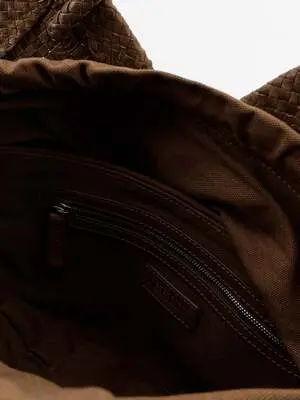 IBELIV Trinity Medium Vegetabletanned Leather Shoulder Bag With A Woven Pattern