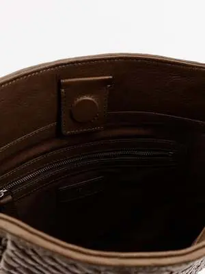 IBELIV Lamia Vegetable Leather Shoulder Bag With Woven Pattern