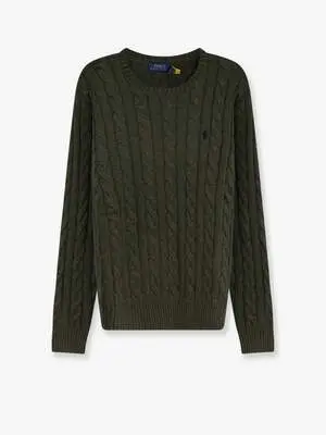 Polo Ralph Lauren Cotton Sweater With Embroidered Logo On The Front - Grey