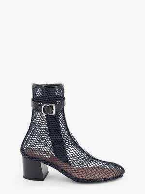 Alaïa Fishnet 55 Mesh And Patent Leather Boots - Blue