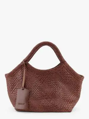 IBELIV Pure Medium Vegetabletanned Leather Handbag With A Woven Pattern - Brown