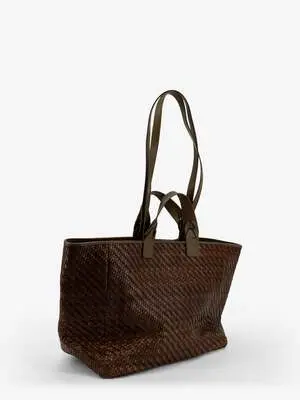 IBELIV Elmio Medium Vegetable Leather Shoulder Bag With Woven Pattern