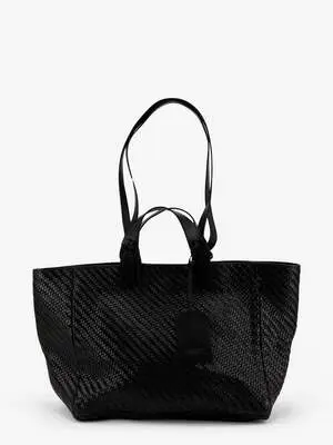 IBELIV Elmio Medium Vegetable Leather Shoulder Bag With Woven Pattern - Black