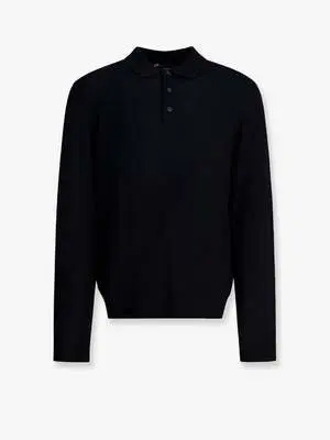 Vince Merino Wool Polo Shirt Sweater - Black