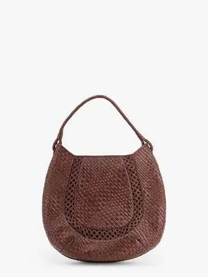 IBELIV Lamia Vegetabletanned Leather Shoulder Bag With A Woven Pattern - Brown