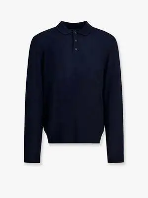 Vince Merino Wool Polo Shirt Sweater - Blue