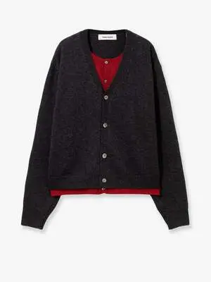 TONYWACK Layered Wool Blend Cardigan - Grey
