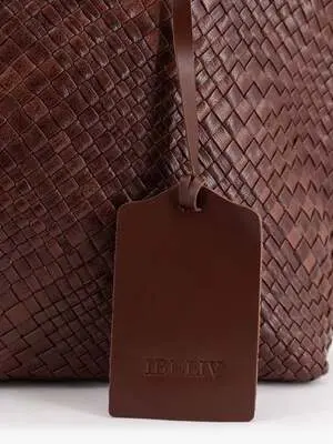 IBELIV Bazika Vegetable Leather Shoulder Bag With Woven Pattern