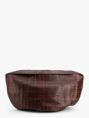 IBELIV Clip Vegetabletanned Leather Shoulder Bag With A Woven Pattern