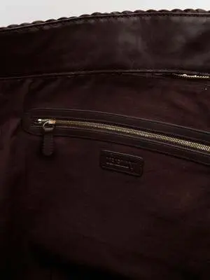 IBELIV Clip Vegetabletanned Leather Shoulder Bag With A Woven Pattern