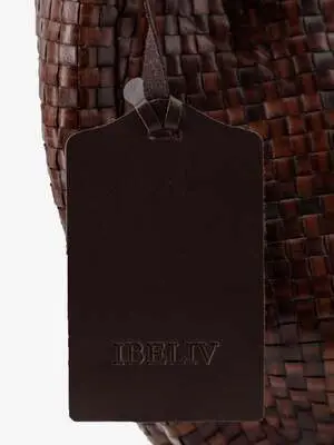 IBELIV Clip Vegetabletanned Leather Shoulder Bag With A Woven Pattern