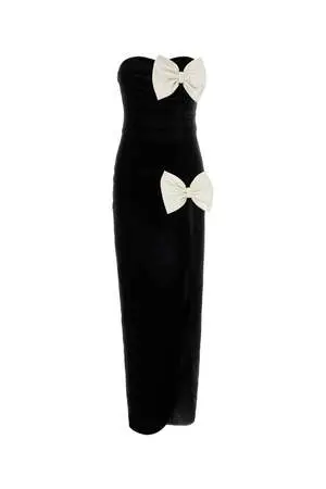 Alessandra Rich Stretch Velvet Dress - Black