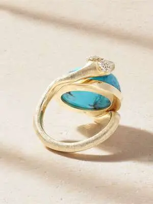 OLE LYNGGAARD COPENHAGEN Snakes 18-karat Gold, Turquoise And Diamond Ring