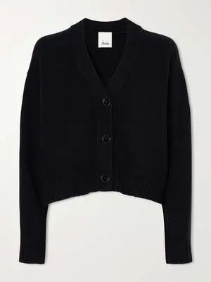 ALLUDE Cropped Wool And Cashmere-blend Cardigan - Black