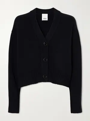 ALLUDE Cropped Wool And Cashmere-blend Cardigan - Black