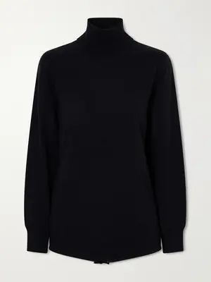 ALLUDE Wool And Cashmere-blend Turtleneck Bodysuit - Black