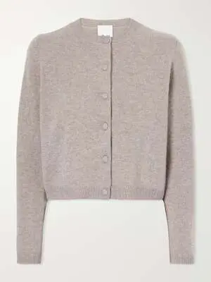 ALLUDE Cropped Cashmere Cardigan - Beige