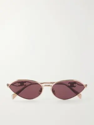 Celine Wire 01 Oval-frame -tone Metal Sunglasses - Gold