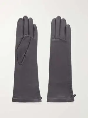 AGNELLE Celia Leather Gloves - Gray