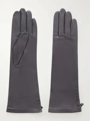 AGNELLE Celia Leather Gloves - Gray