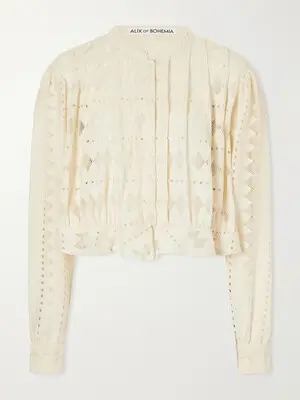 Alix Of Bohemia Ryland Cropped Cotton-corded Lace Blouse - Neutrals