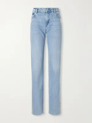 Guest In Residence Weekender Frayed Mid-rise Straight-leg Jeans - Blue