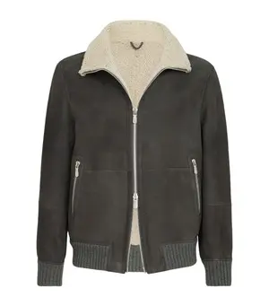 Brunello Cucinelli Suede-shearling Bomber Jacket