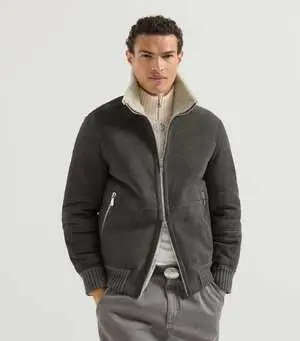 Brunello Cucinelli Suede-shearling Bomber Jacket