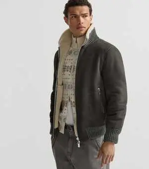 Brunello Cucinelli Suede-shearling Bomber Jacket
